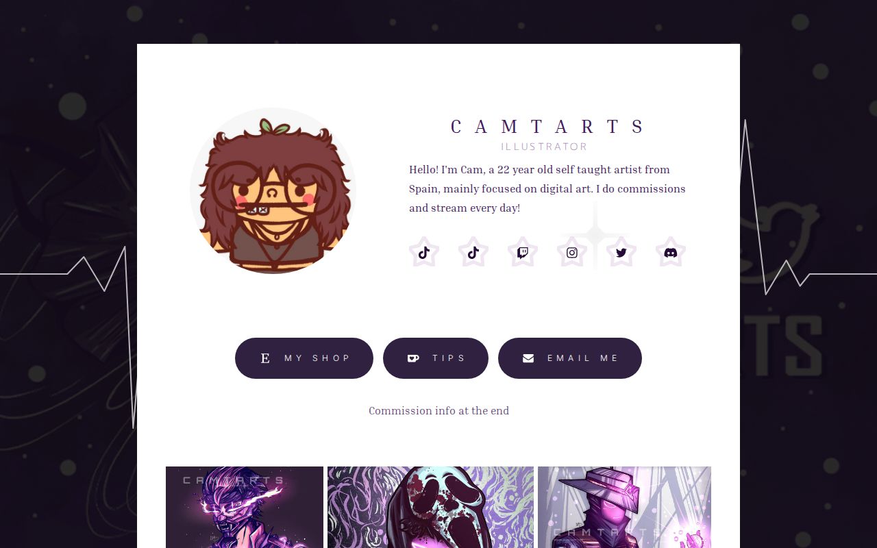 camtarts commission info